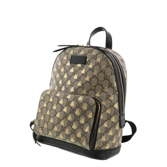 Gucci | Bags | Gucci Gray Backpack Gg Supreme Black Bee | Poshmark